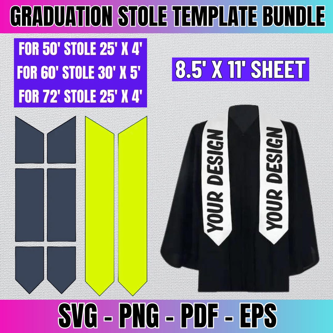 Graduation Stole Template (svg, Png, Eps, Dxf Files) Digital Download ...