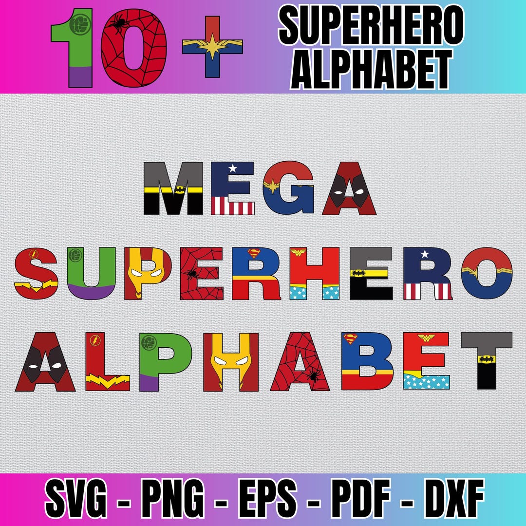 Superhero Alphabet Clipart: Doodle Font SVG PNG (digital Download ...