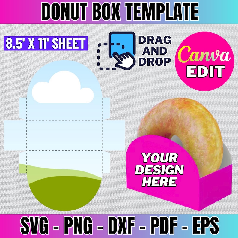 Donut Box Template: Party Favor SVG, Cricut/silhouette Files (digital Download) - Etsy