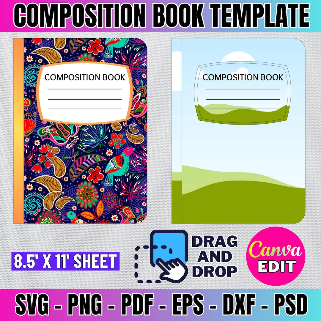 Composition Book Template, Custom Composition Notebook, Composition ...