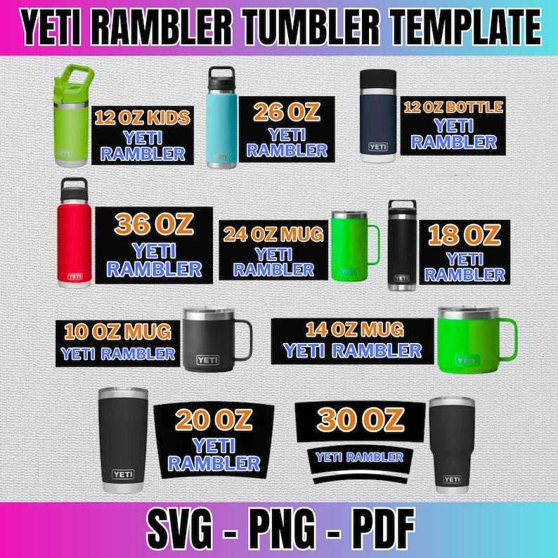YETI Rambler Tumbler Template Bundle (svg, Png, Eps, Dxf) Digital ...