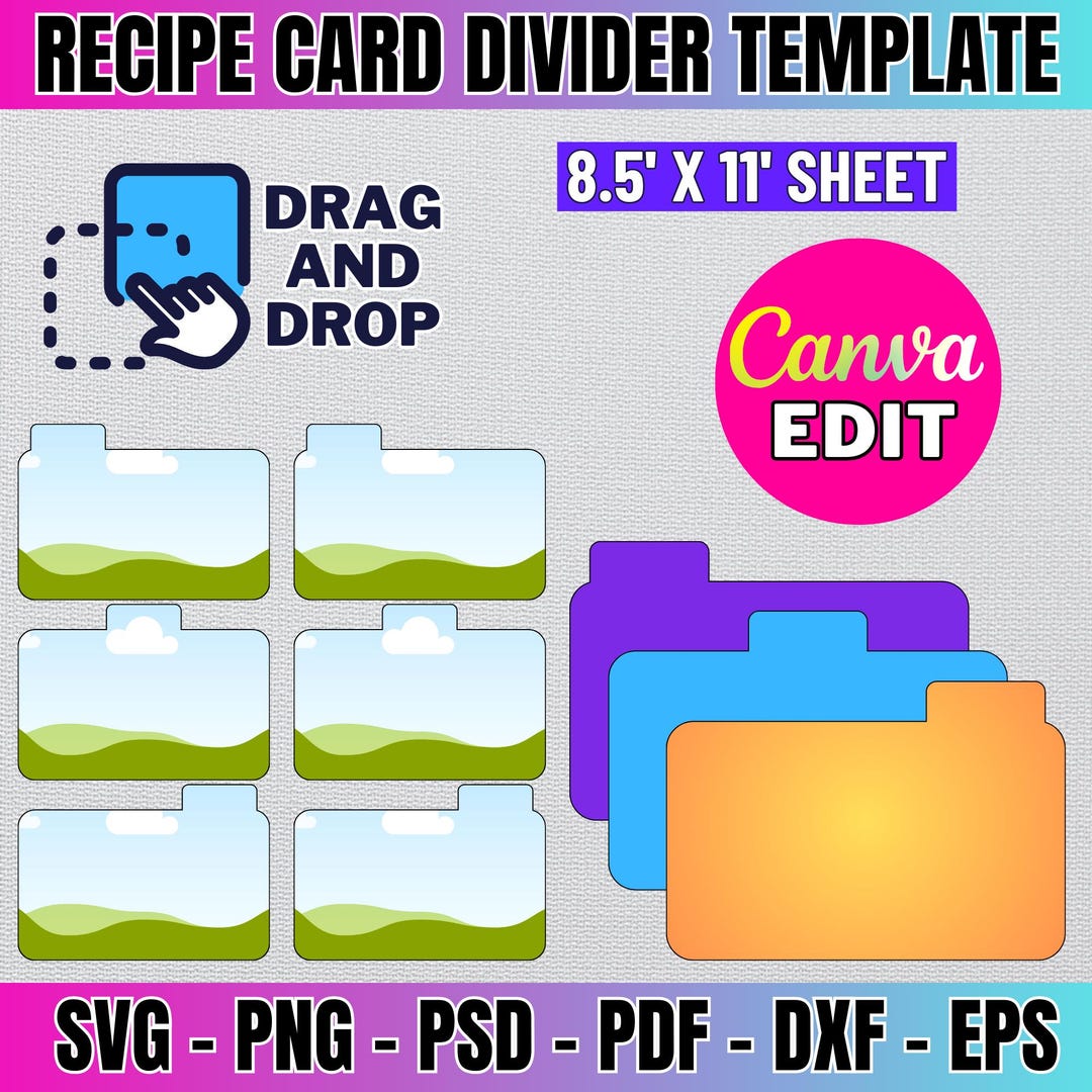 Recipe Card Divider Template, Recipe Card Dividers, Recipe Divider Tabs ...