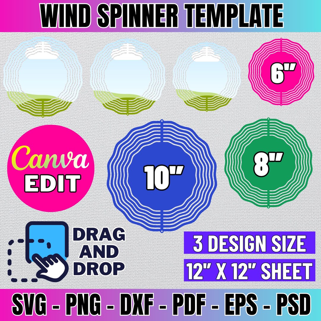 Wind Spinner Template Bundle (svg, Png, Eps, Dxf Files) (digital ...