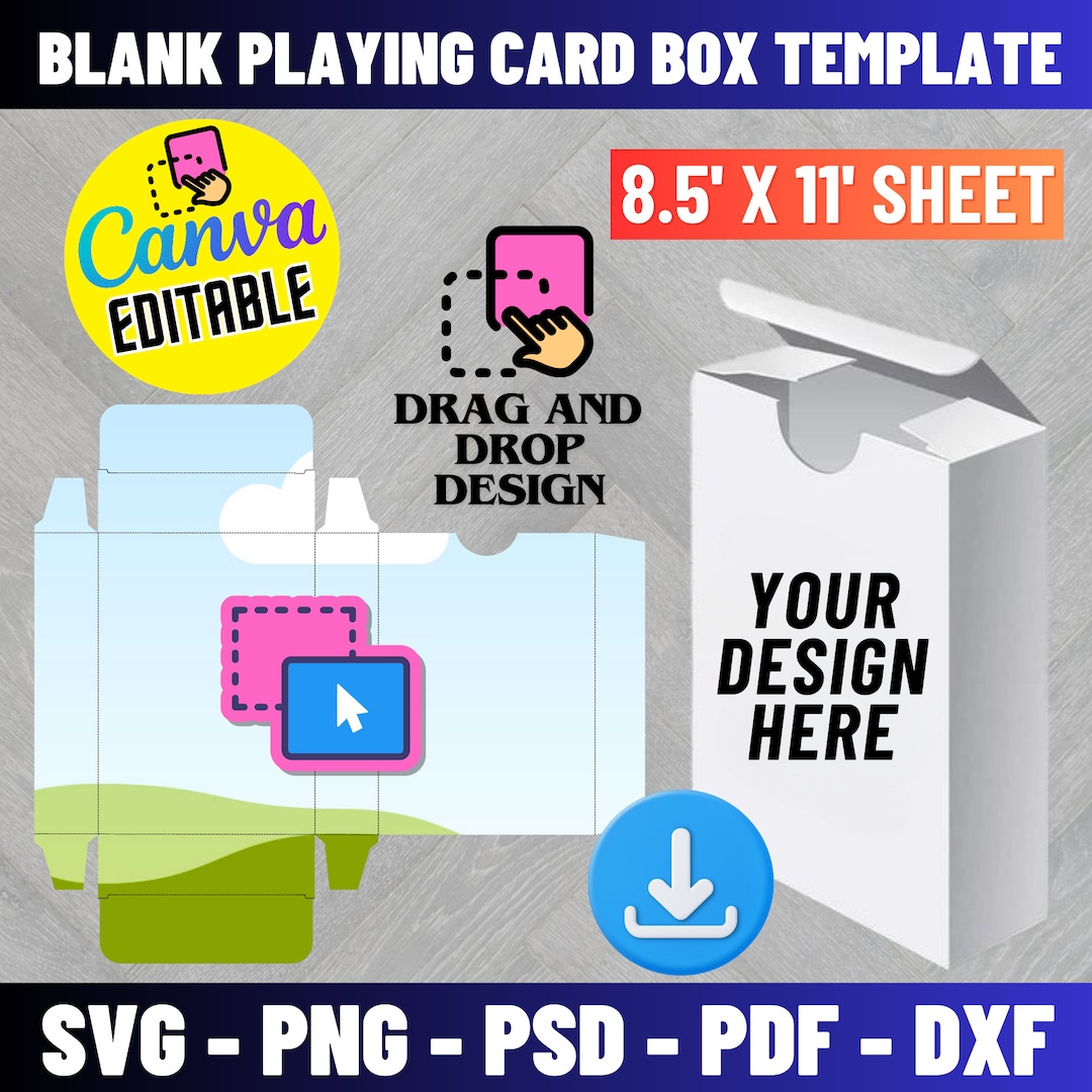 Playing Card Box Template Svg, Box svg, Box Template svg, Gift Box ...