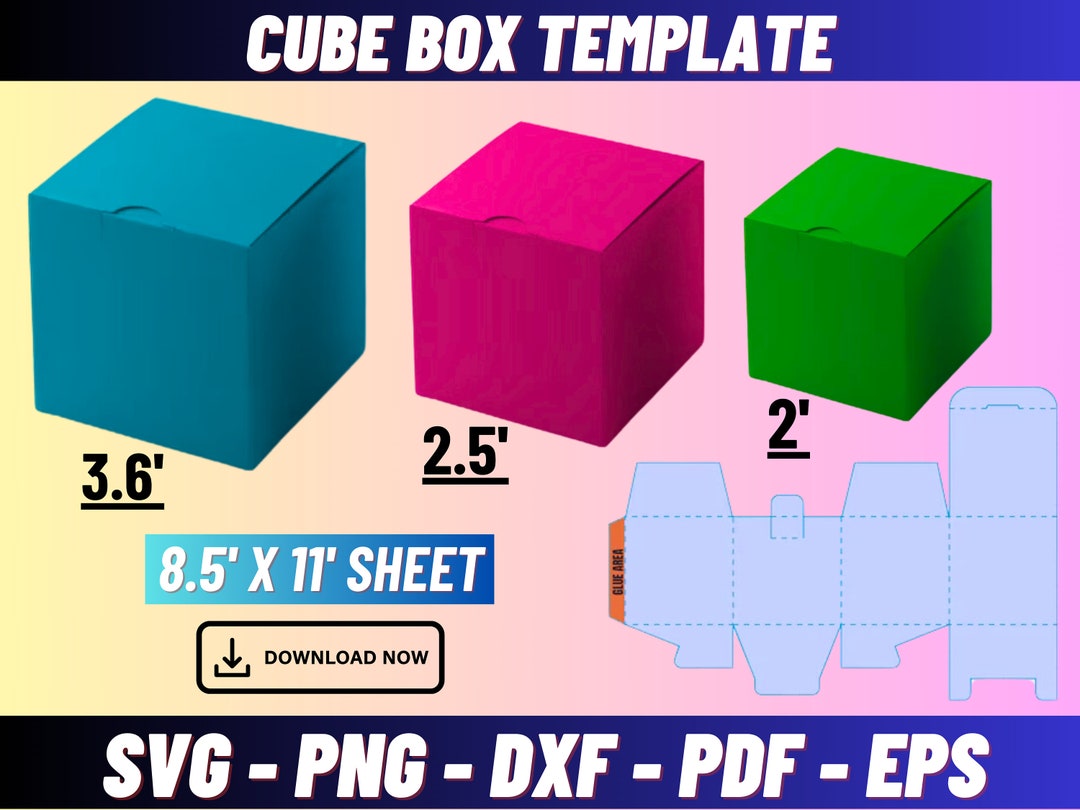 Cube Box Template Bundle, Square Box Template Svg, Classic Box Template ...