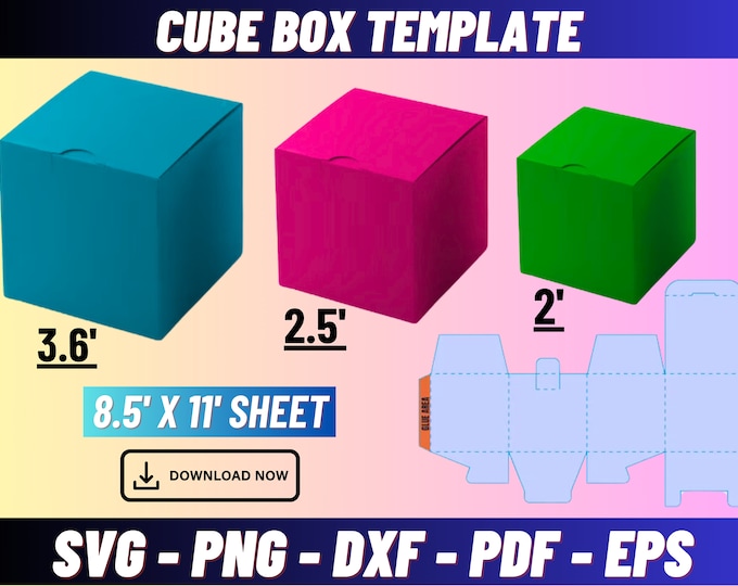 Simple Cube / Cuboid / Box Template SVG Download Cricut and Silhouette ...