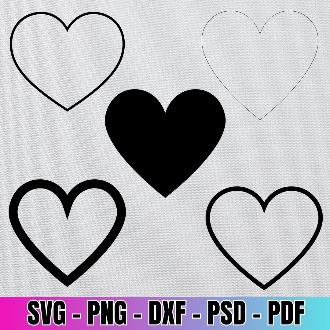 Hearts Svg Bundle, Heart Outline Svg, Heart Cut Files, Heart Clipart ...