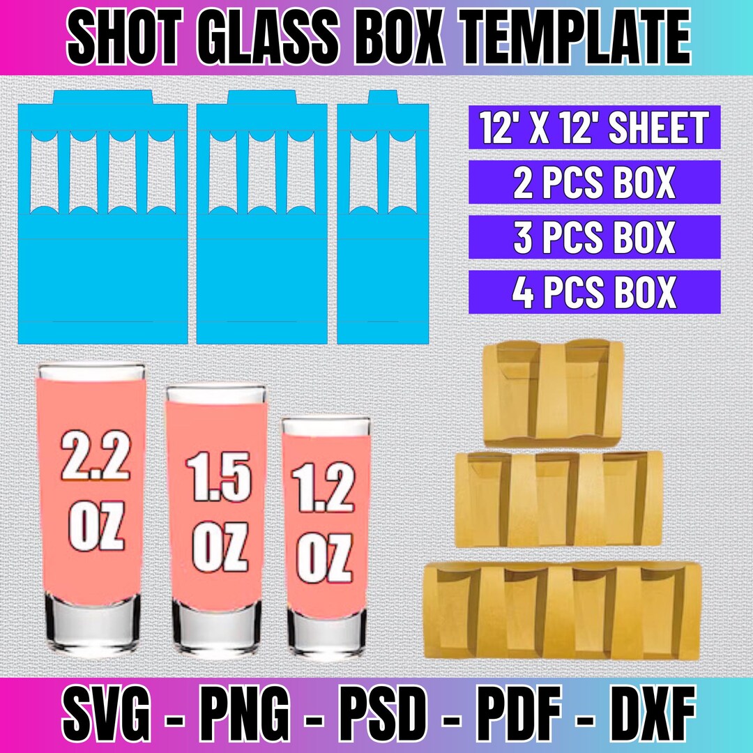 Shot Glass Box Template Bundle, Shot Glass Box Template, Shot Glass Box ...