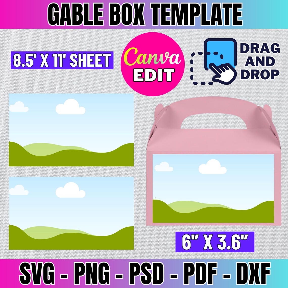 Gable Box Label Template: Party Favor Box, Canva Editable (digital ...