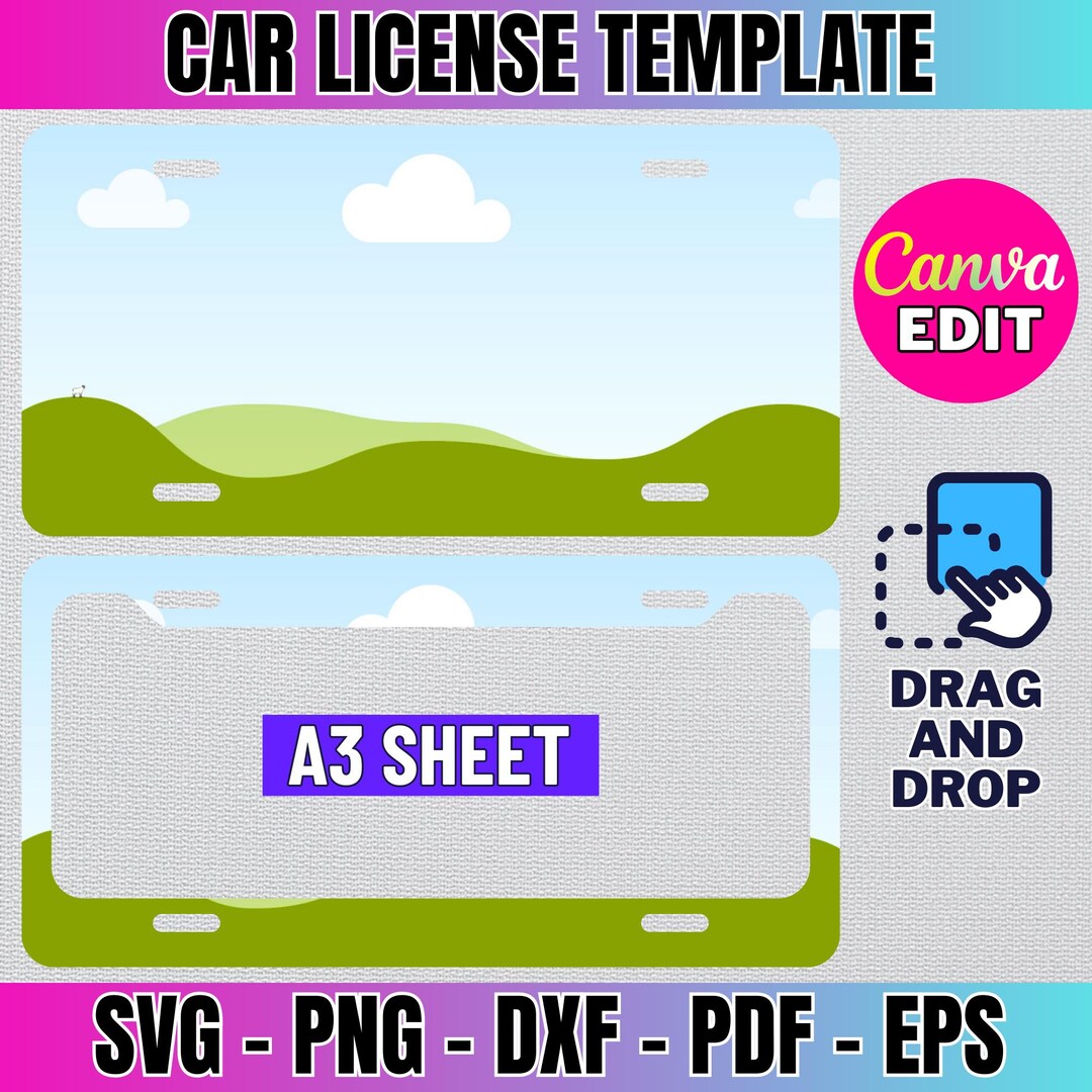 Car License Plate Template, Car License Plate Sublimation Template, Car ...