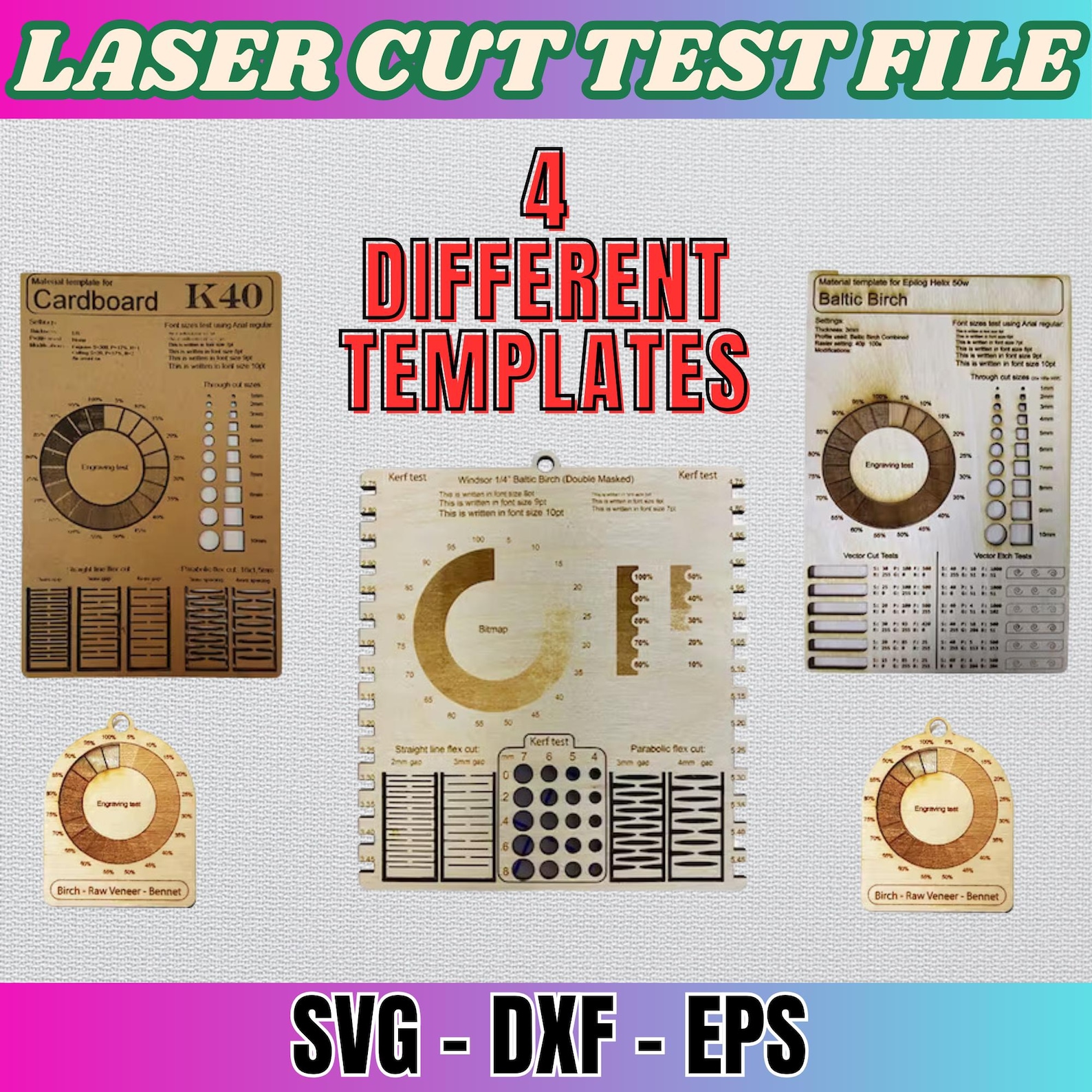 Laser Test File, Laser Cut Files, Lightburn Test File, Glowforge Test ...