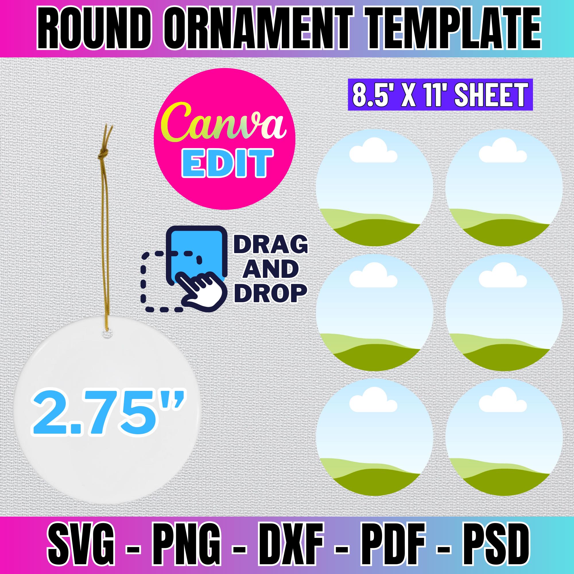 Round Ornament Template Bundle: Ceramic & Gift Tag Design (digital ...
