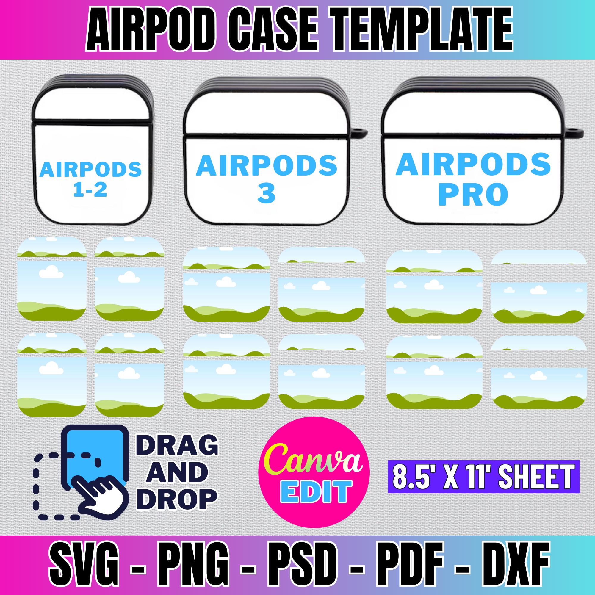 AirPod Case Sublimation Template Bundle: AirPod 1/2/pro/3, Canva ...