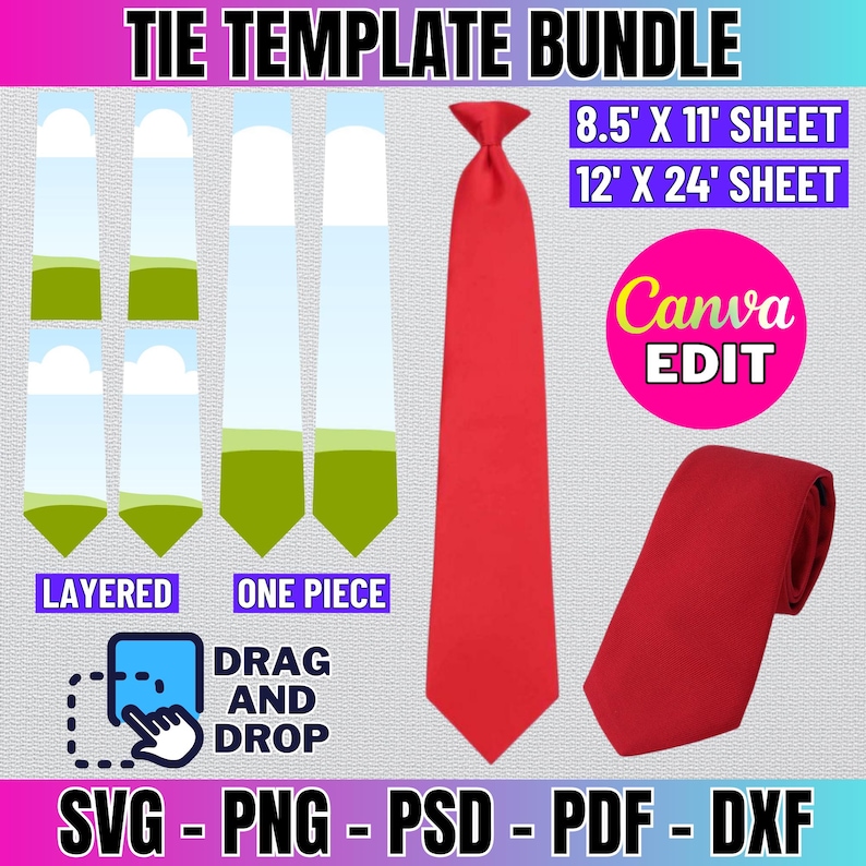 Tie Template SVG: Mens Neck Tie, Canva Editable (digital Download) - Etsy