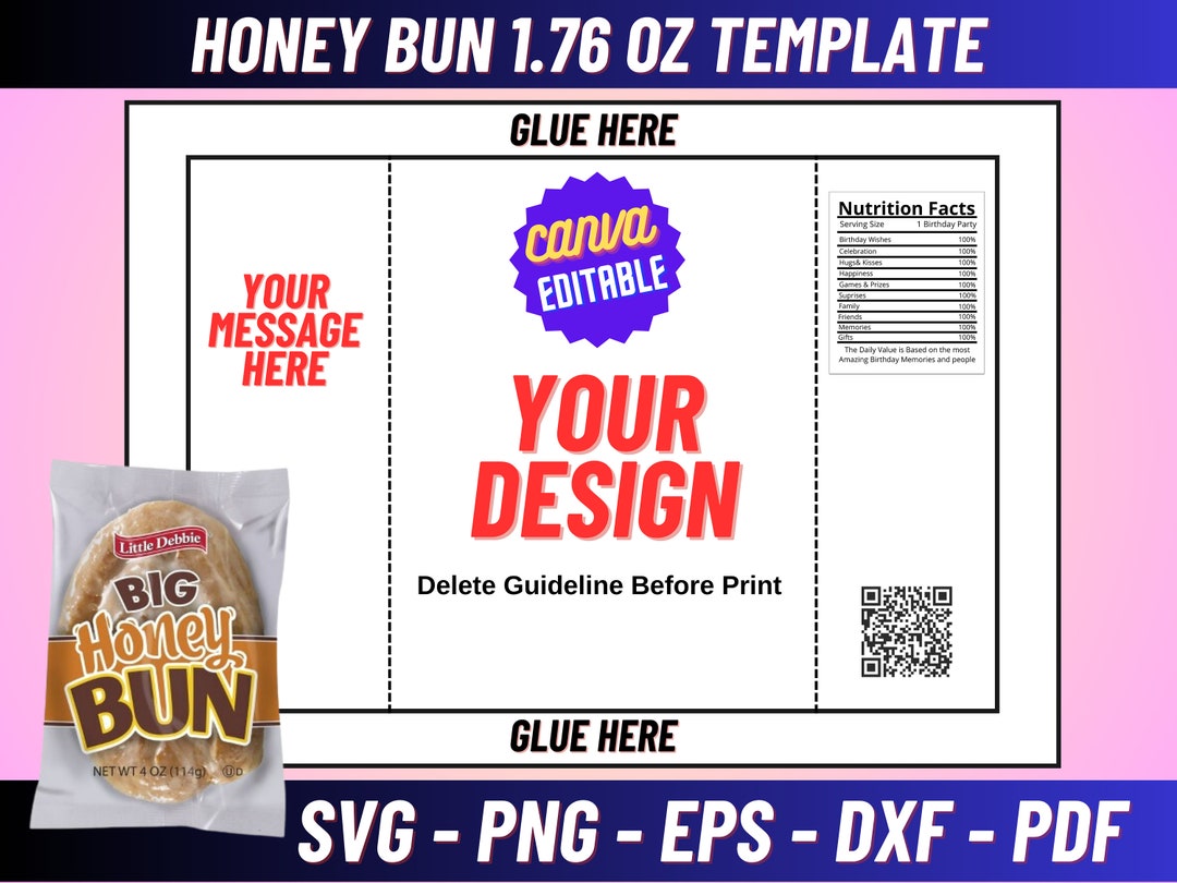 Honey Bun 1.76oz Template, Honey Bun Template, Honey Bun Wrapper ...