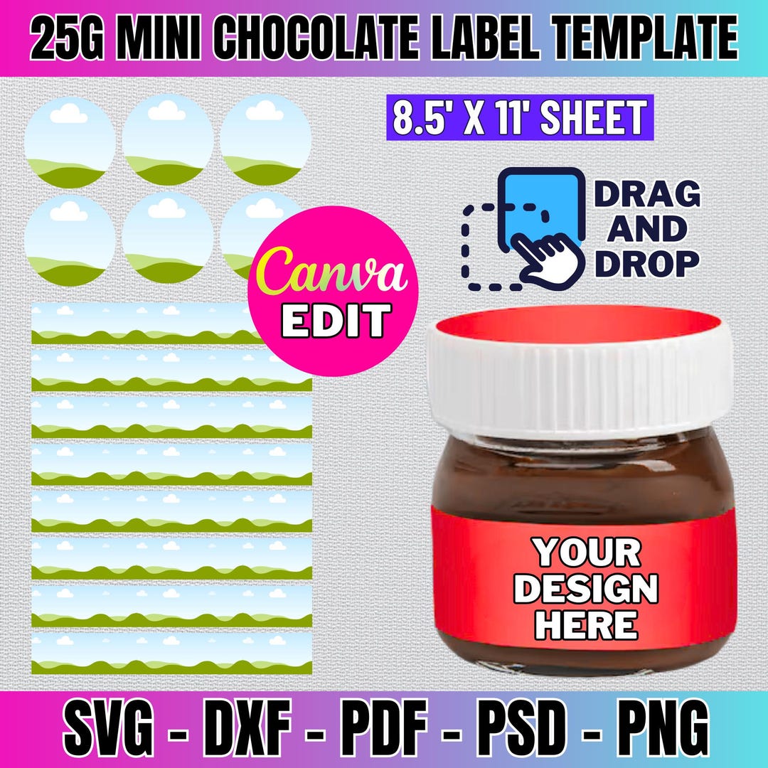 25g Mini Hazelnut Spread Label Template, Hazelnut Cocoa Spread Label ...
