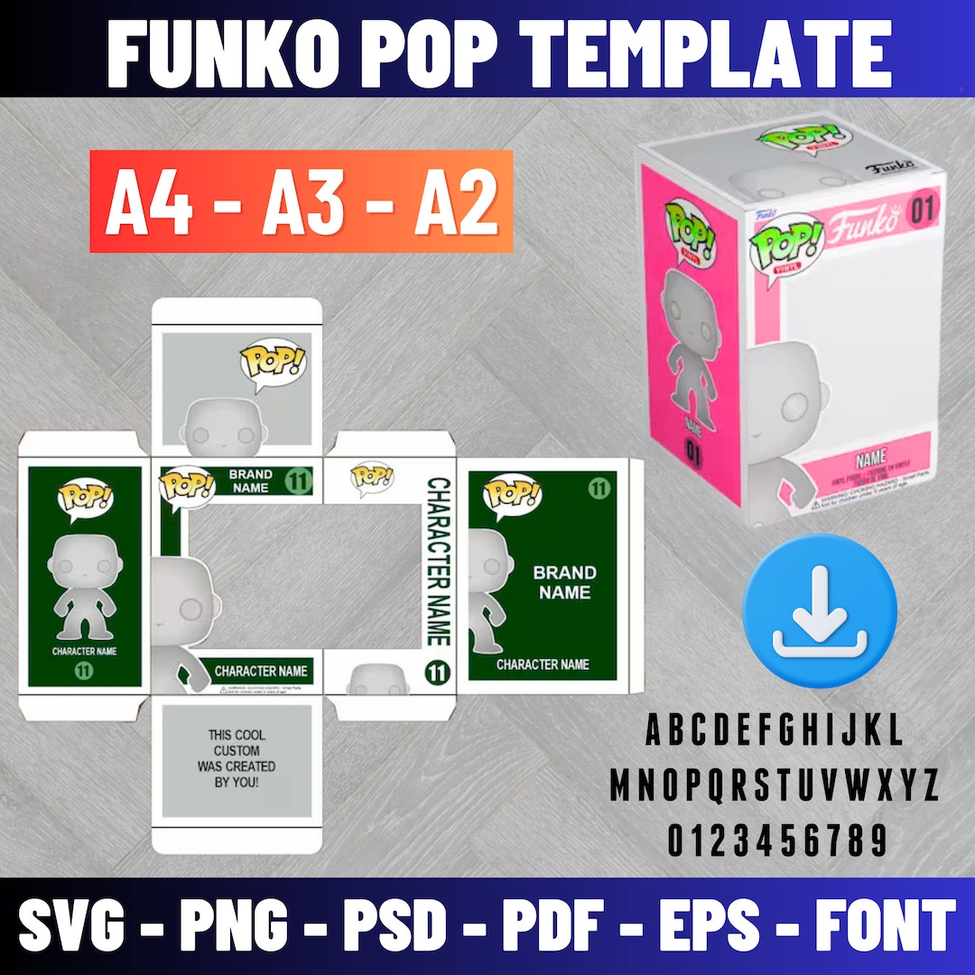 Funko POP Box Template Svg, Funko Box Vector, Funko Box Editable, Funko ...