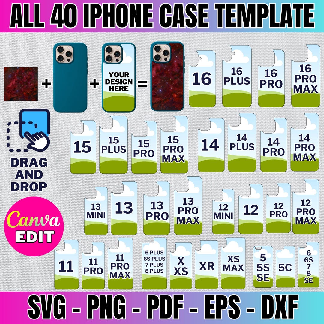40 Phone Case Template Mega Bundle, iPhone Case Template, iPhone Sublimation Template, Smart ...