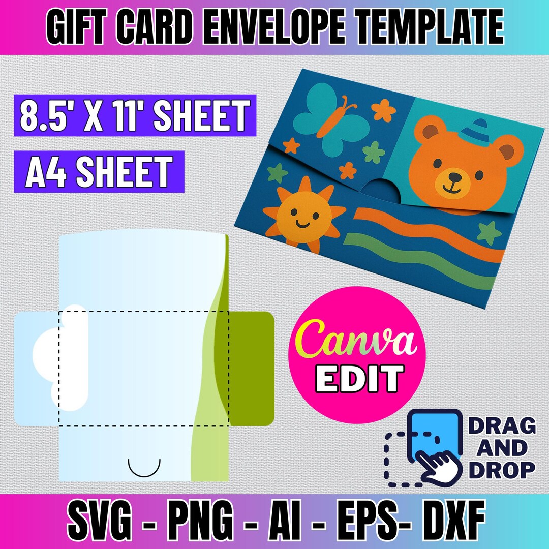 Gift Card Template, Gift Card Envelope Template Svg, Envelope Template ...