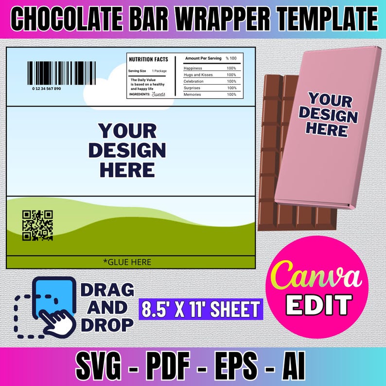 Chocolate Bar Wrapper Template: Party Favor Label (digital Download) - Etsy