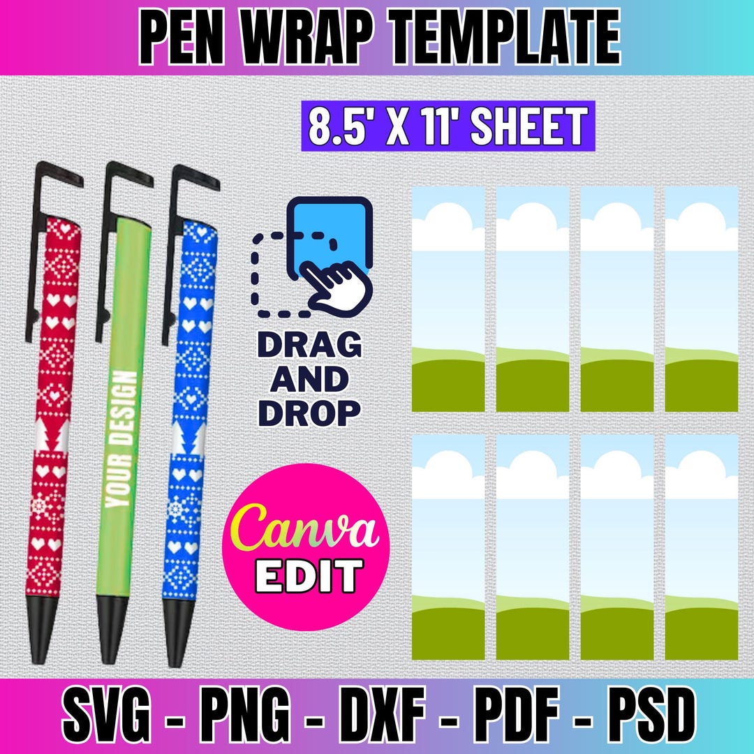 Pen Wrap Template, Pen Sublimation Template, Pen Wrapper Template ...