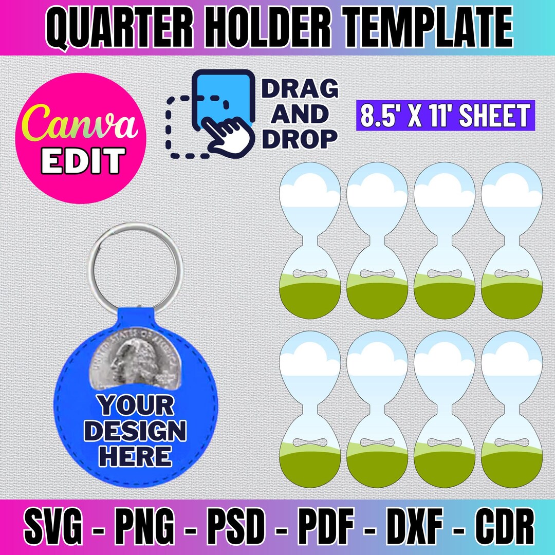 Coin Holder, Quarter Holder Template, SVG, DXF, Canva Editable, Png ...