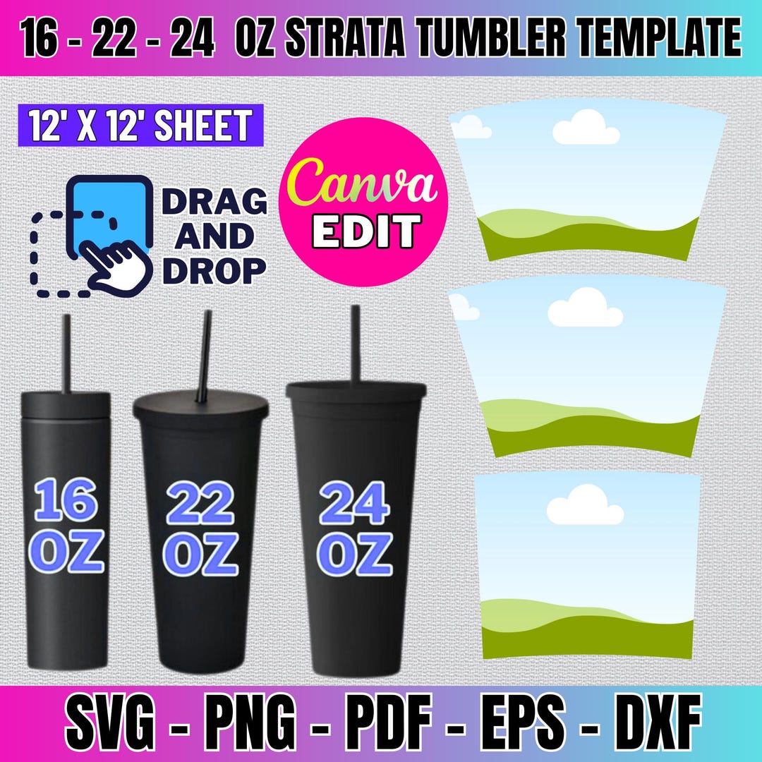 16 , 22 , 24 , Oz Strata Tumbler Template Bundle, Strata Tumbler Wrap ...
