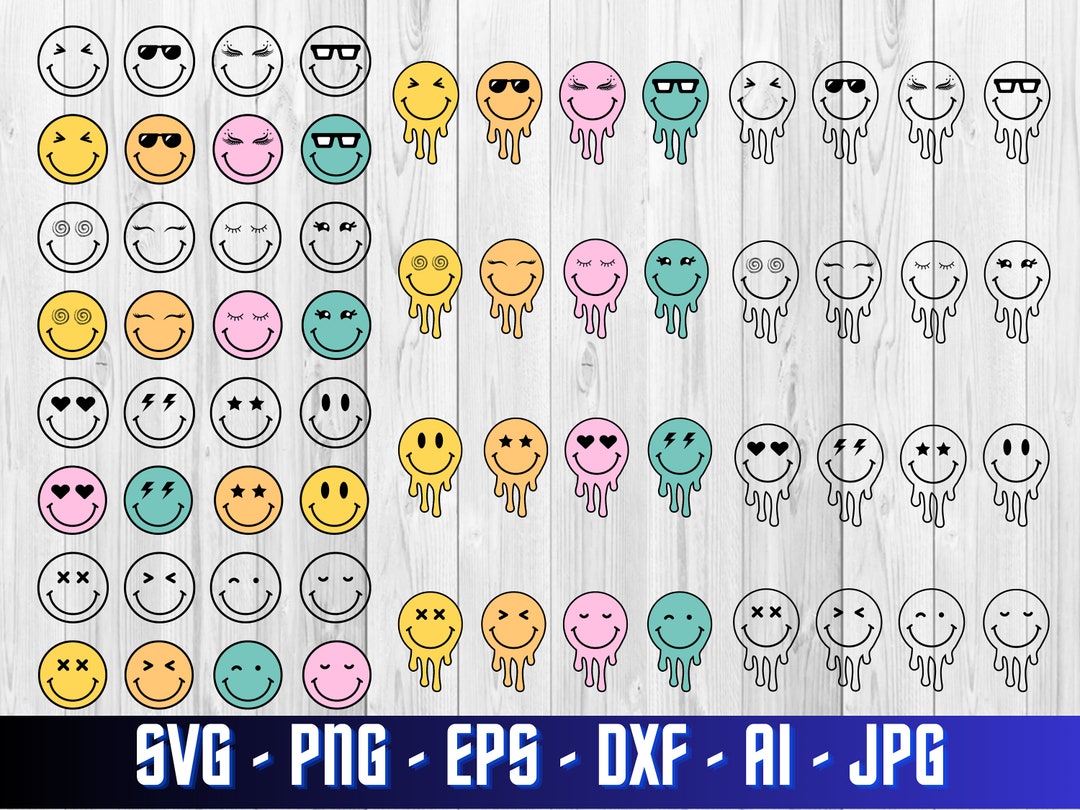 Smiley Face Svg Drippy Melting Smiley Cricut Vector Bundle - Etsy UK