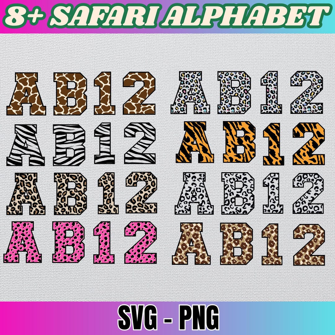Safari Animals Skin Alphabet Doodle Letters , Leopard Print, Animal ...