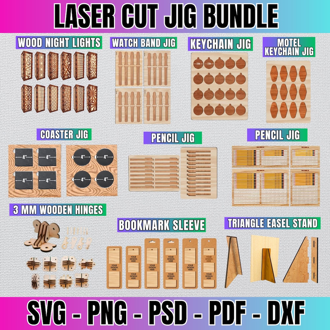 Laser Cut Jig Bundle: Pencil, Watch Band, Coaster Jigs (digital ...