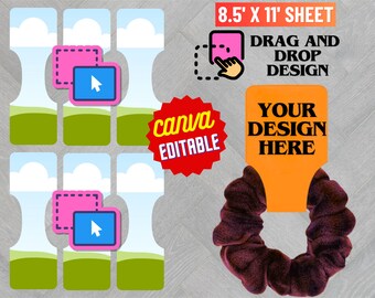 Scrunchie Tag Template, Editable Canva, Scrunchie Holder Template ...