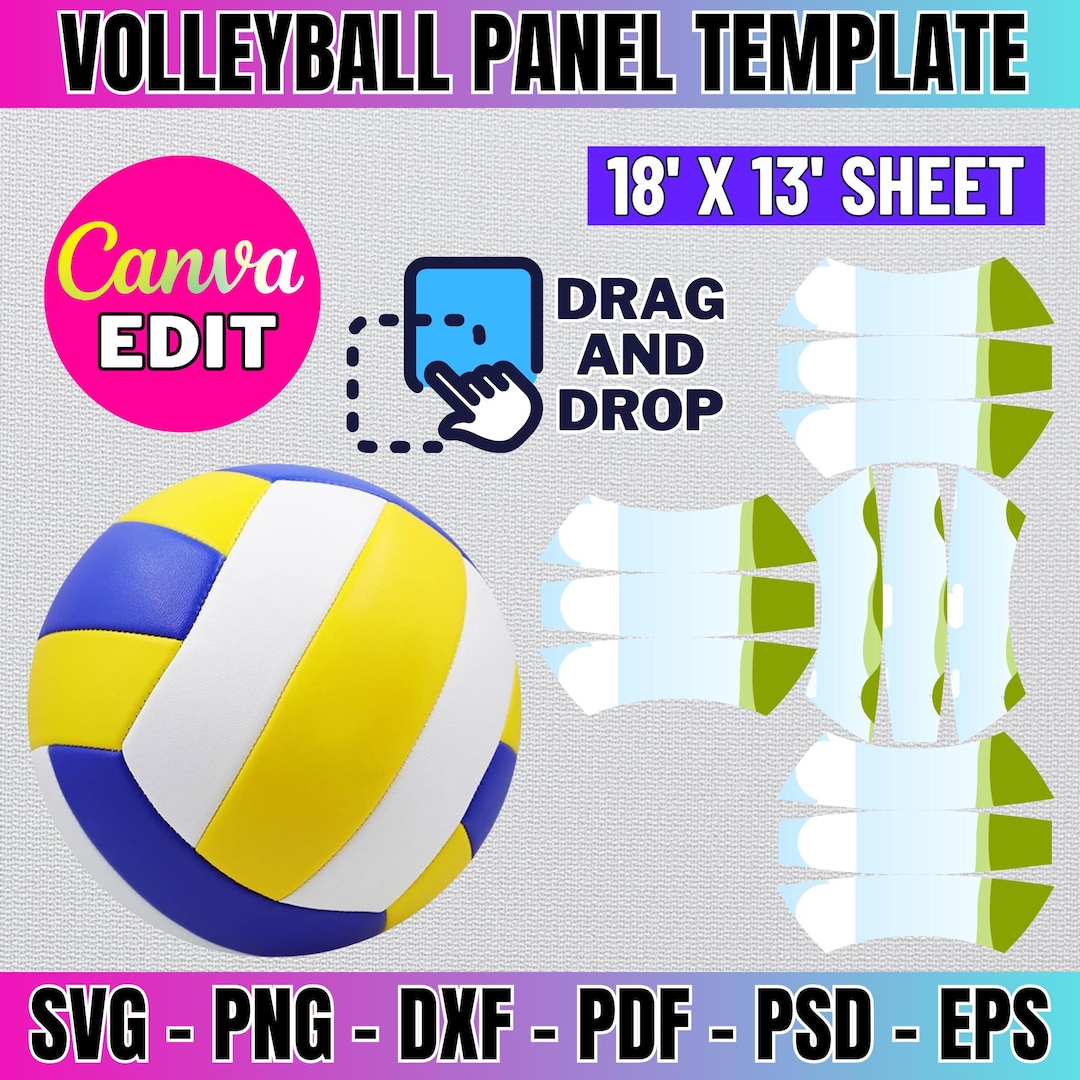 Volleyball Panel BLANK Template, Custom Volleyball Ball Wrap, Canva ...