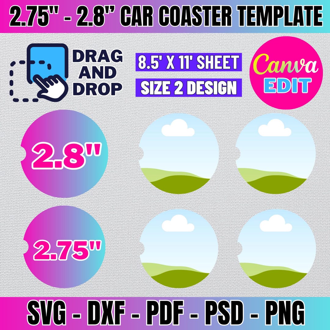 2.75" Car Coaster Template Svg, Car Cup Coaster Template, Car Coaster ...