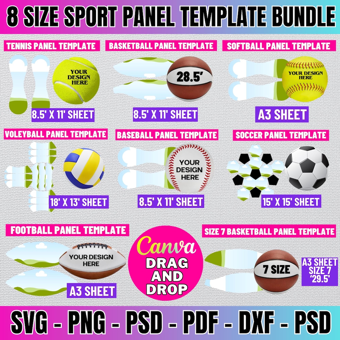 Sport Panel Template Bundle: Basketball, Football, Soccer, Softball ...