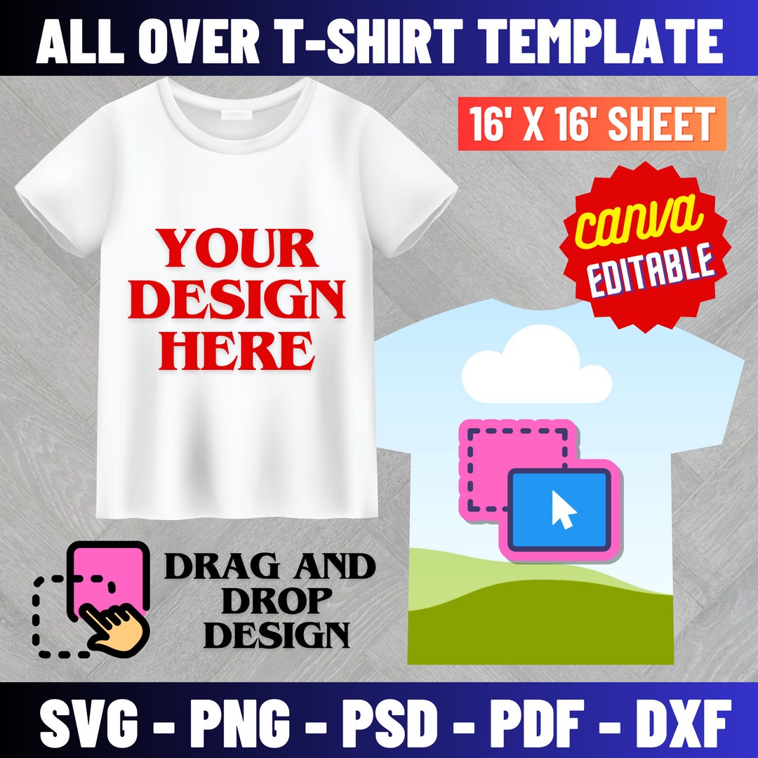 All Over T-shirt Template, T-shirt Design Template, All Over T-shirt ...
