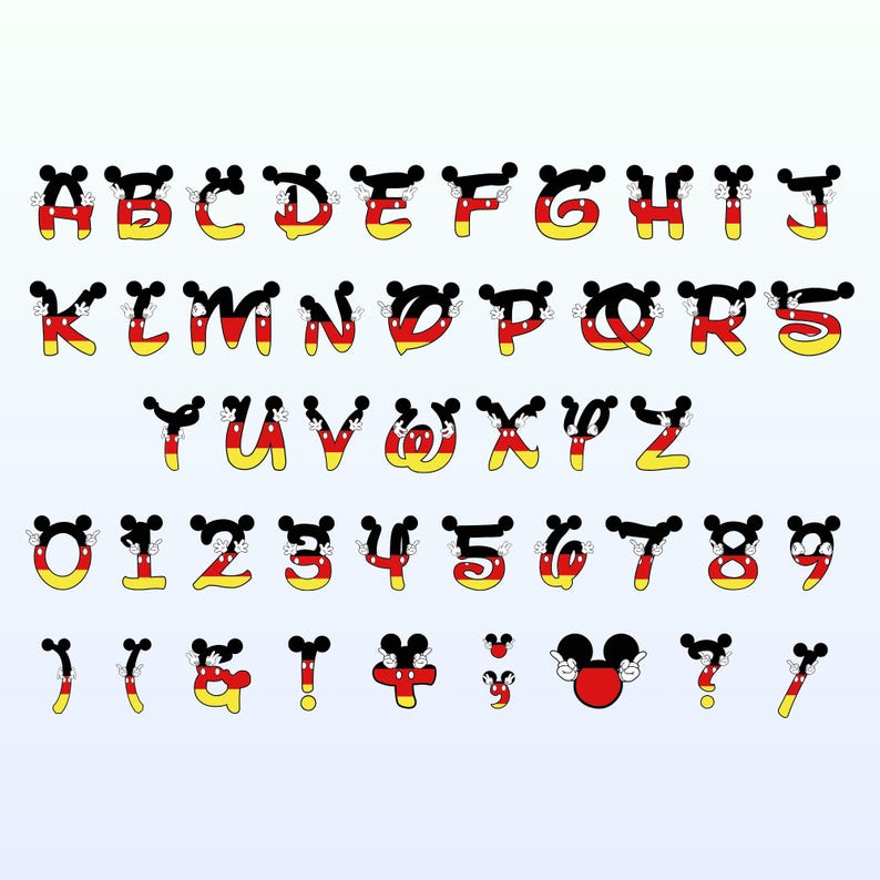 Mickey Mouse Alphabet SVG, Disney Font Mega Bundle (digital Download ...