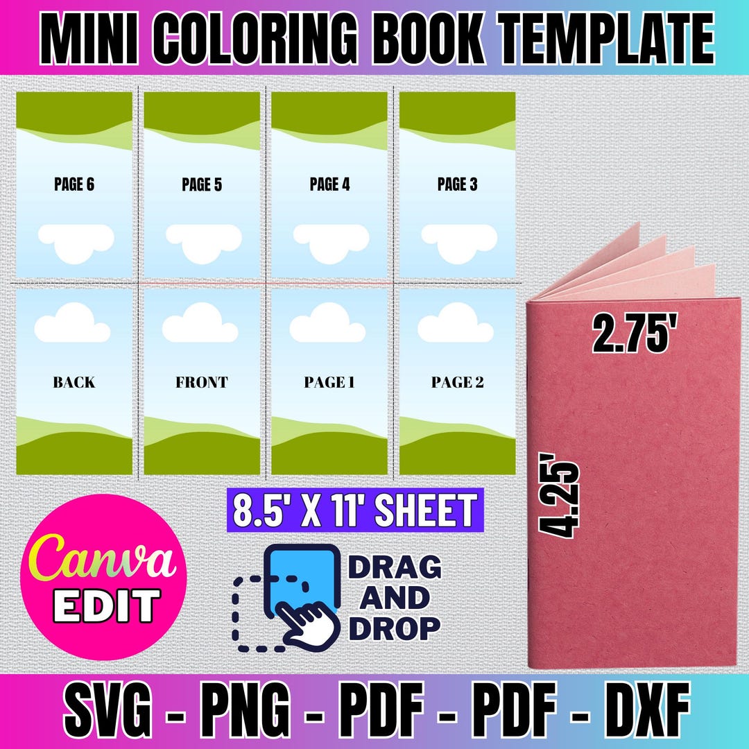 Mini Coloring Book Template: DIY Booklet for Kids (digital Download) - Etsy