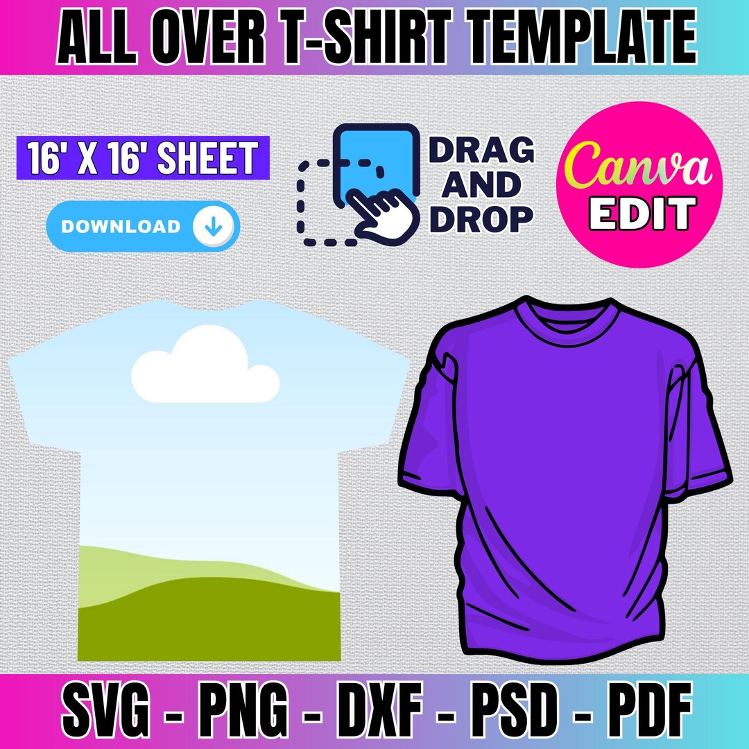 All Over T-shirt Template: Sublimation Design (digital Download) - Etsy