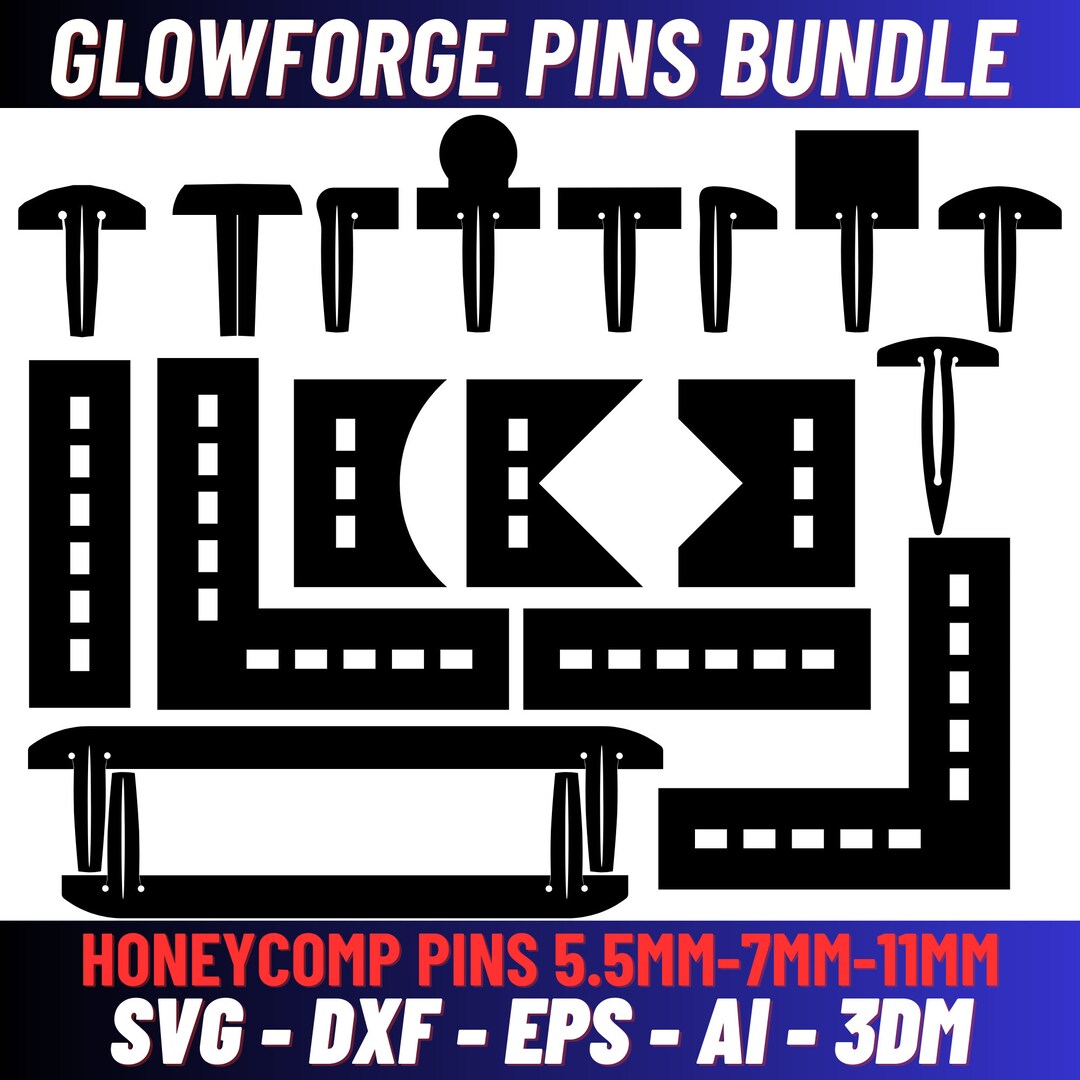 Glowforge Pins Bundle, Honeycomb Pins Svg, Crumb Tray Pin, Laser Cut ...