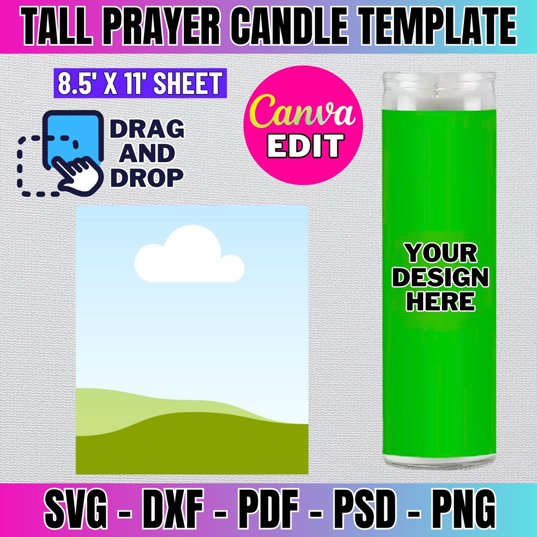 Tall Prayer Candle Label Template: Saint & Memorial Candle (digital ...