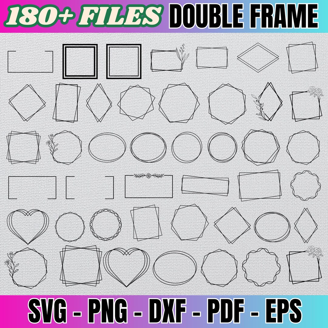 Double Frame Svg, Double Border Bundle, Square Frame Svg, Circle Frame ...