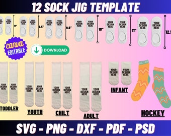 12.5 Sock Jig Template, Sock Jig Sublimation, Sock Insert Template ...