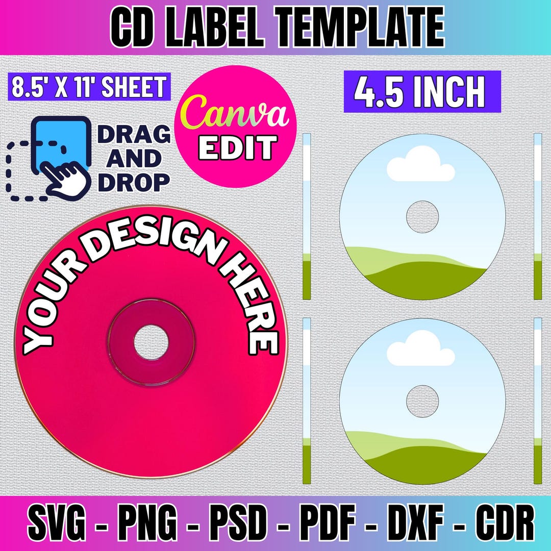 4.5 Inches CD Label Template, Cd/dvd Disc Blu-ray Label Template, DVD ...