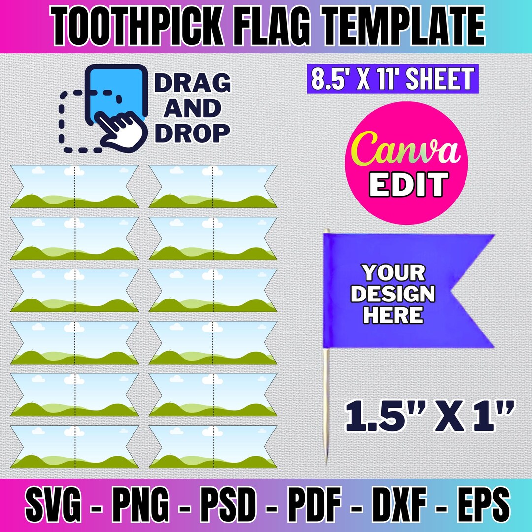 Toothpick Flag Template, Cupcake Flag Template, Cake Topper Template ...