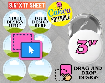 2.75 Button Pin Template, Button Pin Svg, Button Pin Blank, Sublimation ...