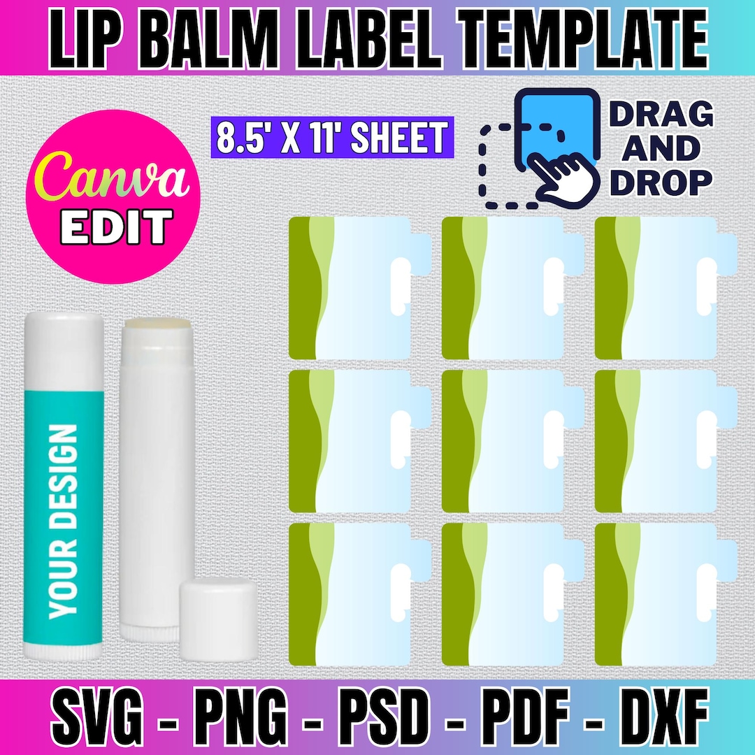 Lip Balm Label Template, Lip Balm Labels, Lip Balm Wrap Packaging, Lip ...