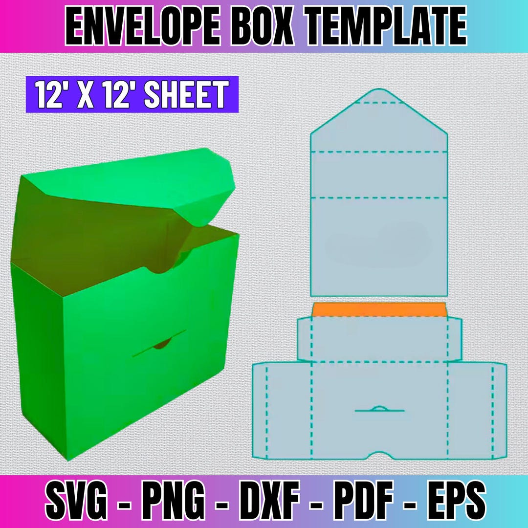 Envelope Box Template, Svg, Png, Dxf, Eps, Label, Wrapper, Canva ...