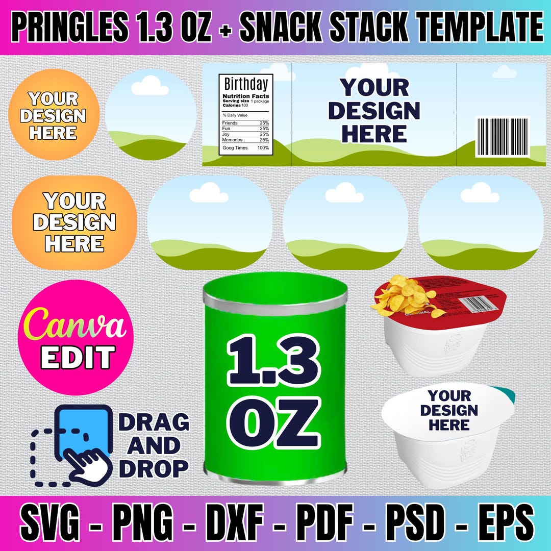Pringles 1.3 Oz Label Template: Snack Stack Chip Topper (digital ...