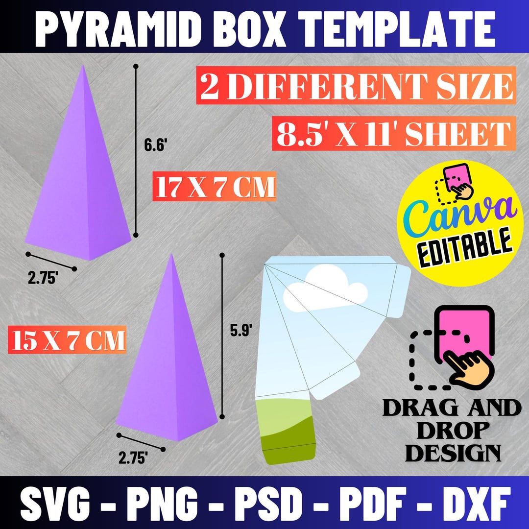 Pyramid Box Svg Bundle, Gift Box Template, Pyramid Favor Box, Birthday ...