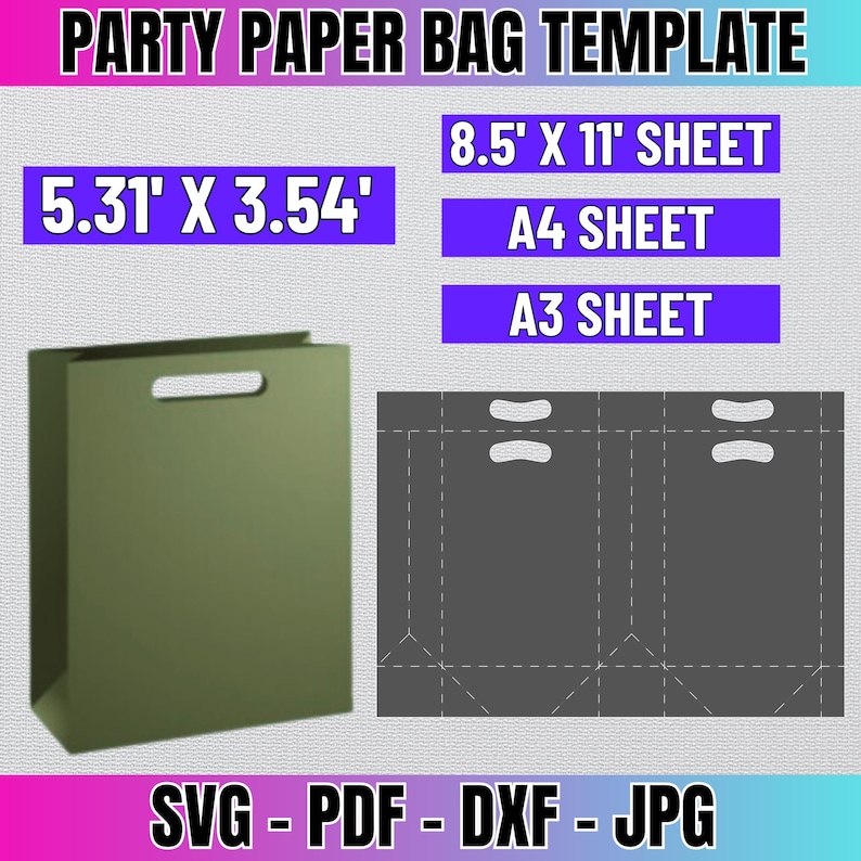 Mini Paper Bag Template SVG: Birthday Party Favor Bag (digital Download ...